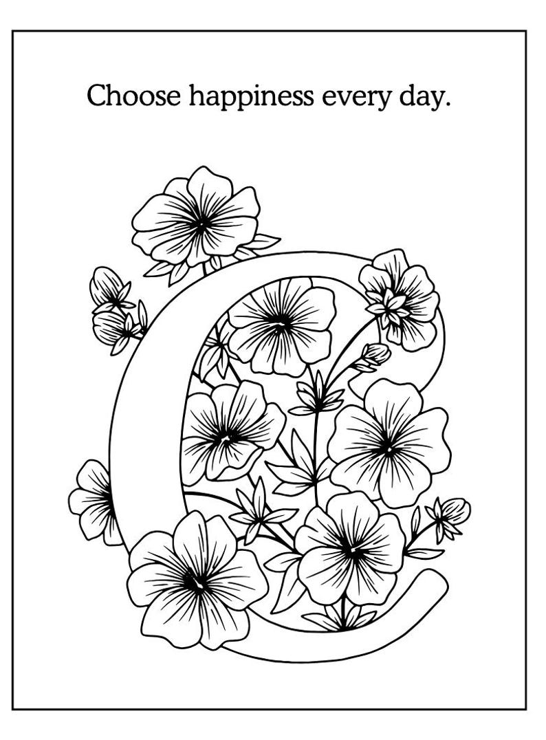 Affirmation Coloring. Mindfulness Alphabet Coloring Pages. Minimalist ...