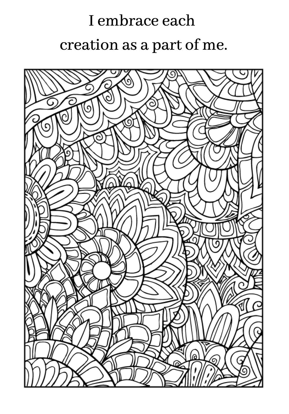 50 Mandala Coloring Pages With Affirmations. Doodle Drawing ...