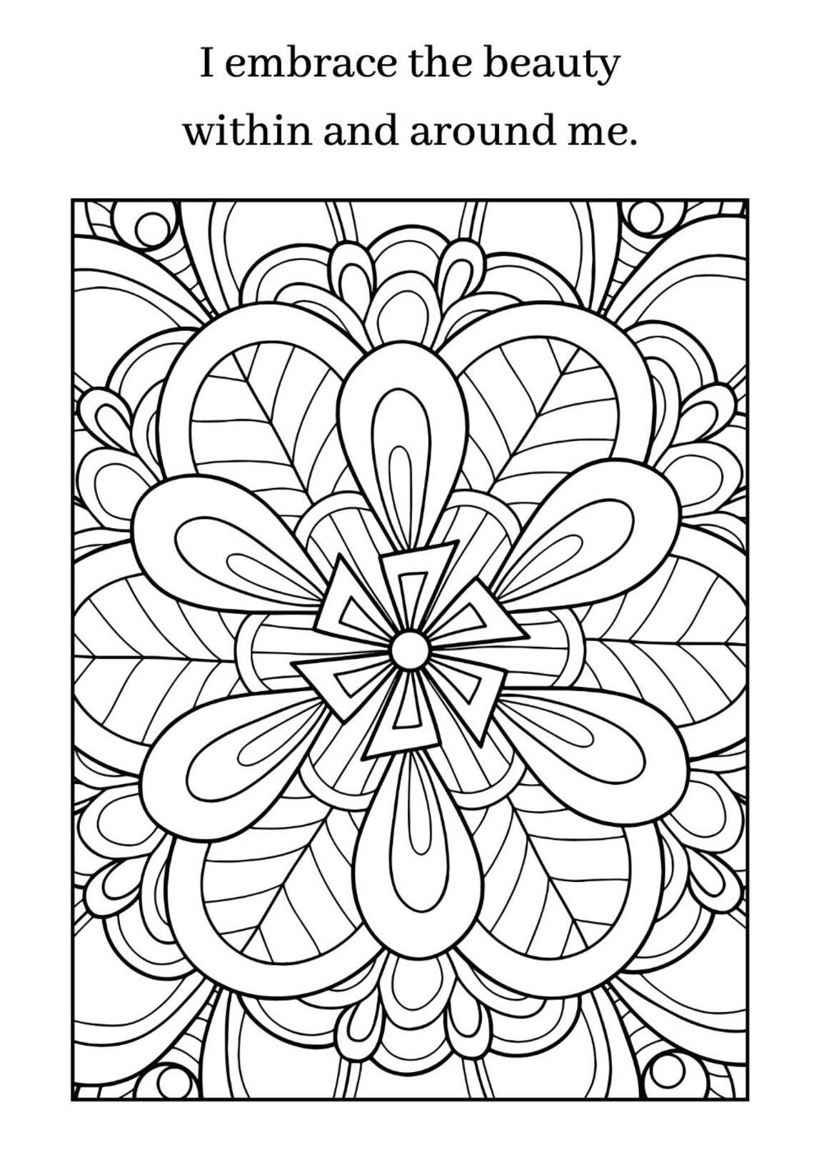 50 Mandala Coloring Pages With Affirmations. Doodle Drawing ...