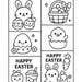 Kawaii Easter Handdrawn Coloring Pages | 3 Page Printable Digital ...