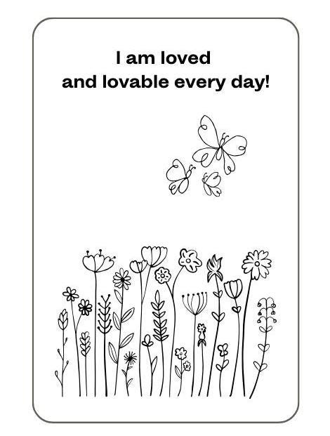Valentine Doodle. Affirmation Coloring for Valentines. Mindfulness ...
