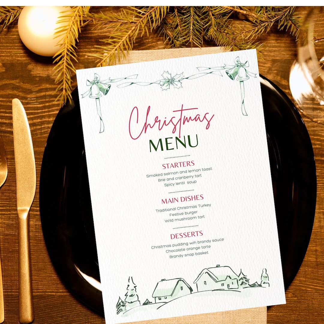 Christmas Menu Template. Holiday Menu Template Christmas - Etsy