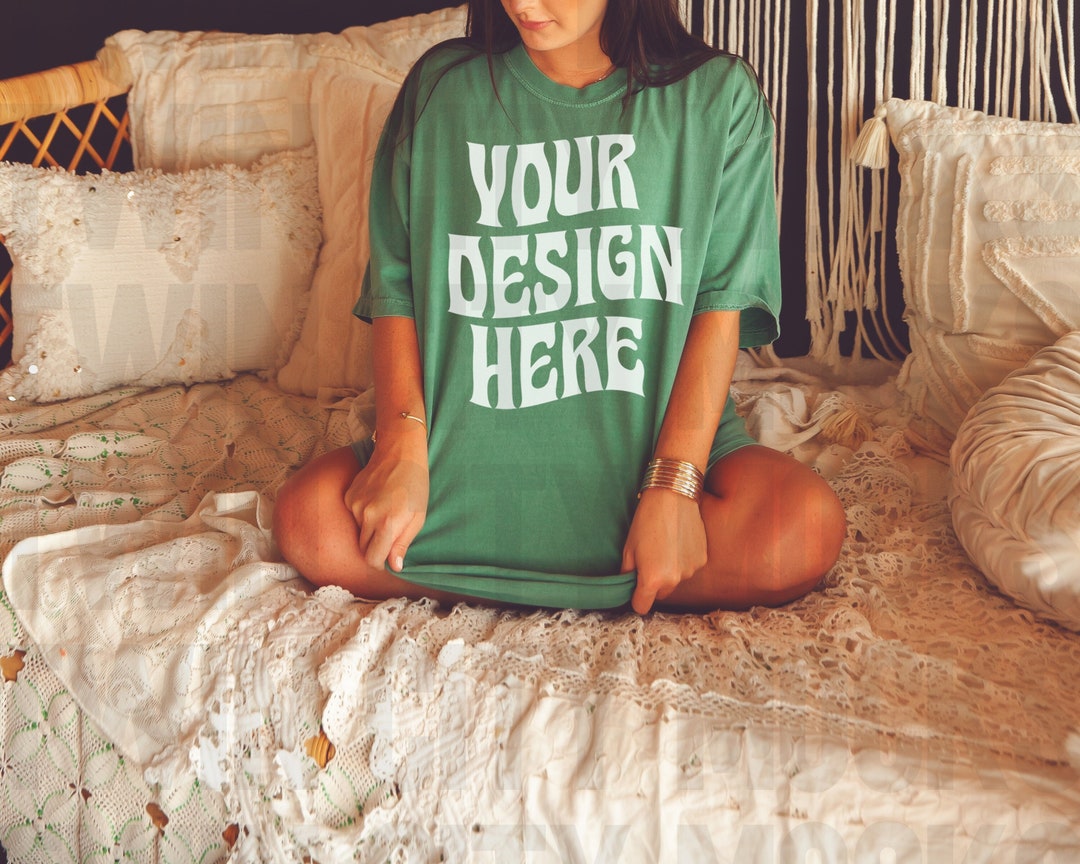 Comfort Colors C1717 Light Green Shirt Mockup Oversized Mockup Light ...