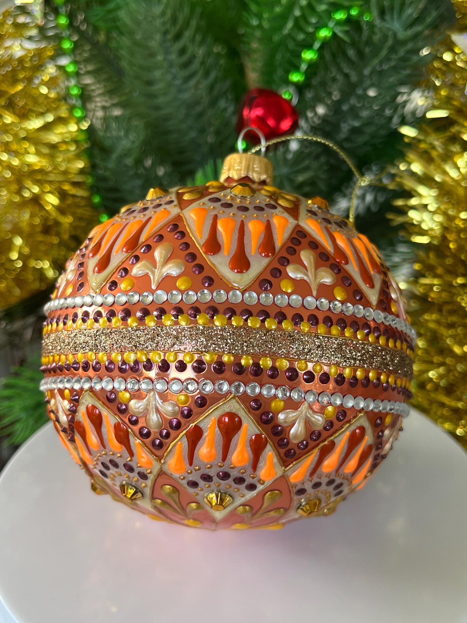 Hand-painted Orange Glass Christmas Ornaments, Set of 4 - Etsy