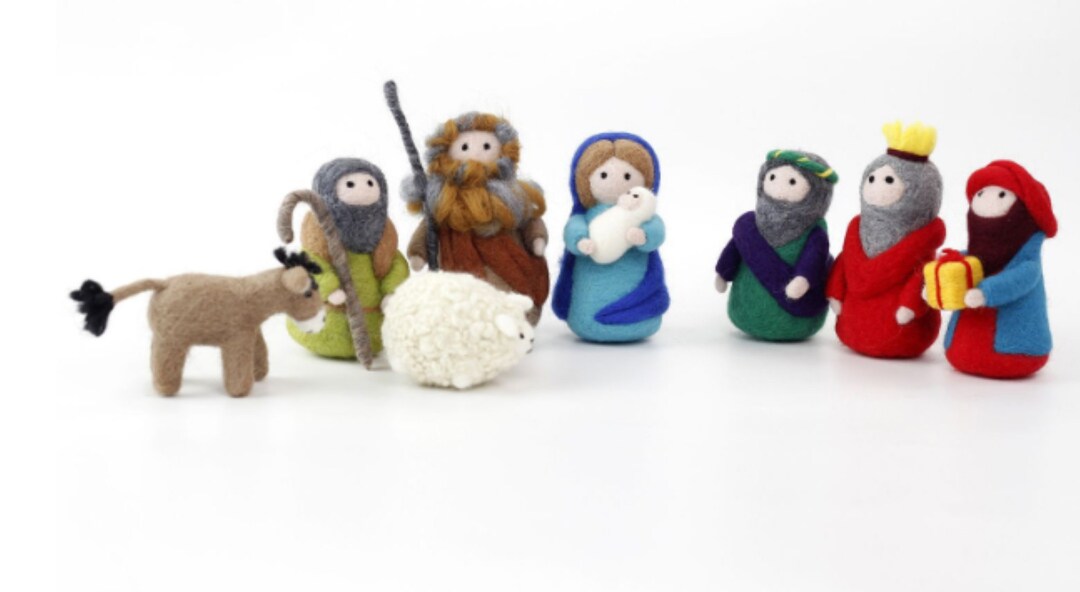 Handmade Nativity Set - the Birth of Jesus - Needle Felt for Christmas ...