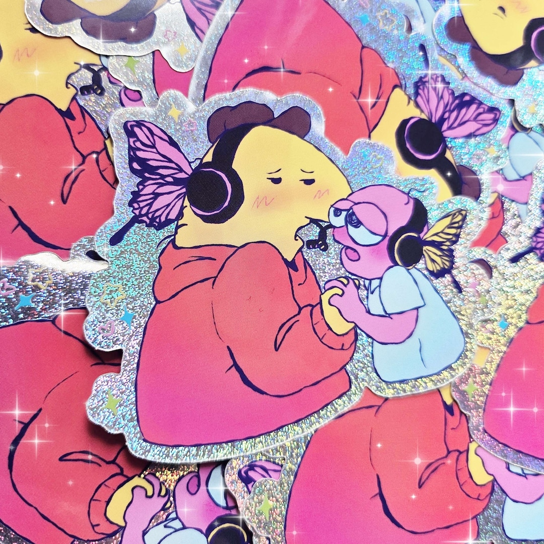 Smiling Friends Magnet - 8cm Glitter Sticker - Etsy