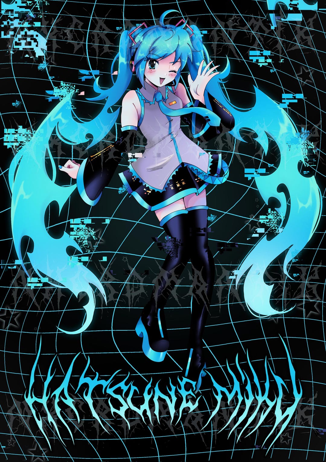 CYBER CYGIL MIKU - Glittery A5 Art Print - Etsy