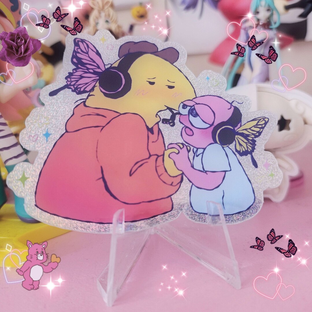 Smiling Friends Magnet - 8cm Glitter Sticker - Etsy