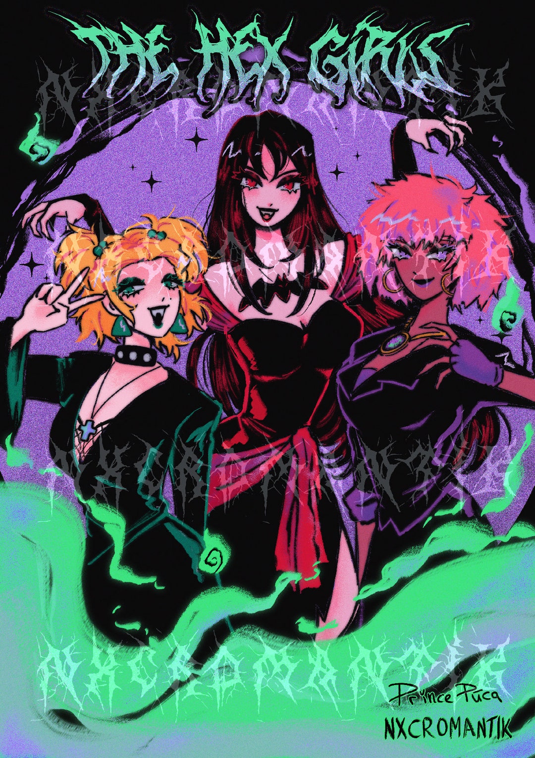 THE HEX GIRLS - Glittery A4 Art Print - Etsy