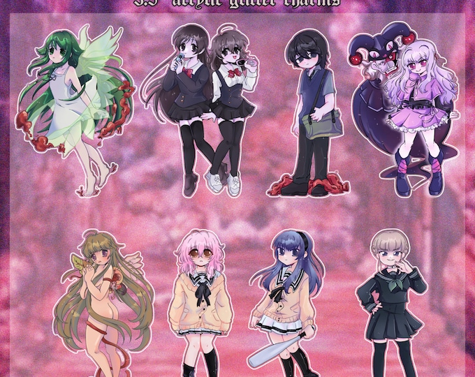 Horror/denpa Eroge Characters 9cm Glitter Acrylic Charms Visual Novels BL / Yaoi Eroge Saya No ...