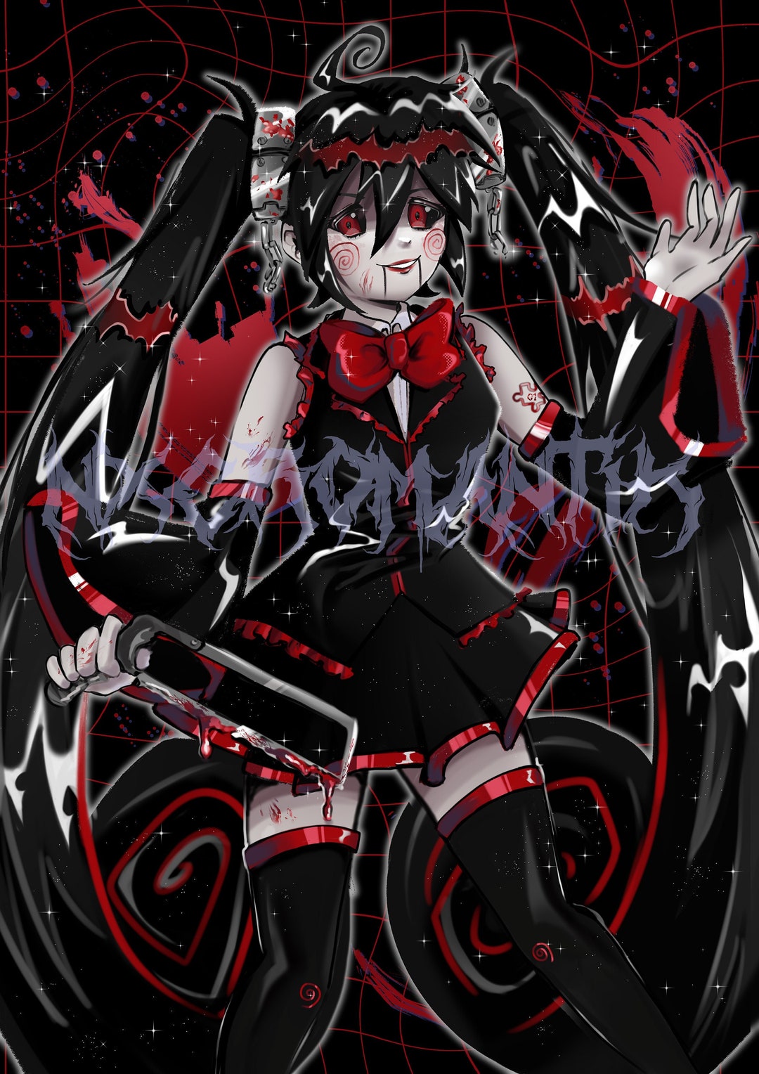 SAW Hatsune Miku X Billy the Puppet A5 Glitter Art Print Vocaloid Saw ...