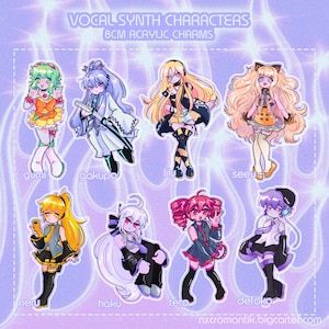 Vocal Synth Acrylic Charms - 8cm Glitter Epoxy - Vocaloid | Utau ...