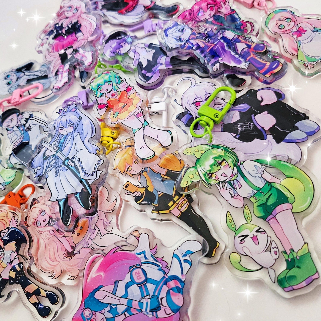 Vocal Synth Acrylic Charms - 8cm Glitter Epoxy - Vocaloid | Utau ...