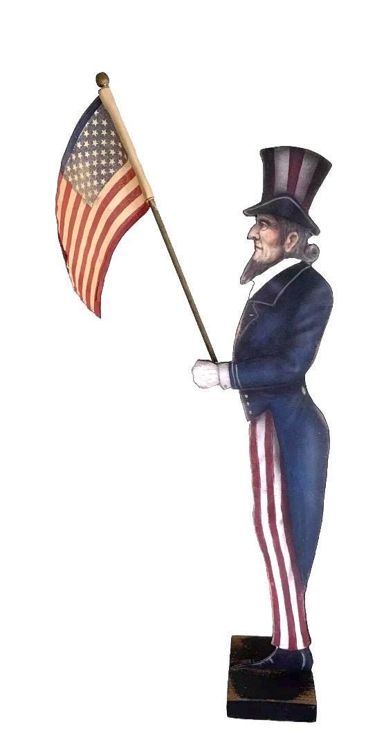 Boardwalk Originals 18”x 10” Uncle Sam With Removable Flag Hand Signed ...