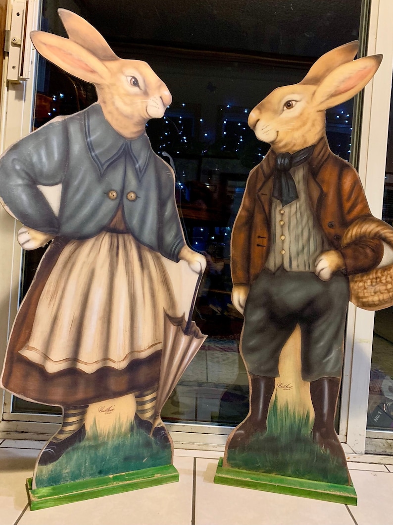 Boardwalk Originals 36 Tall Rabbit Couple Free Standing Reproduction ...