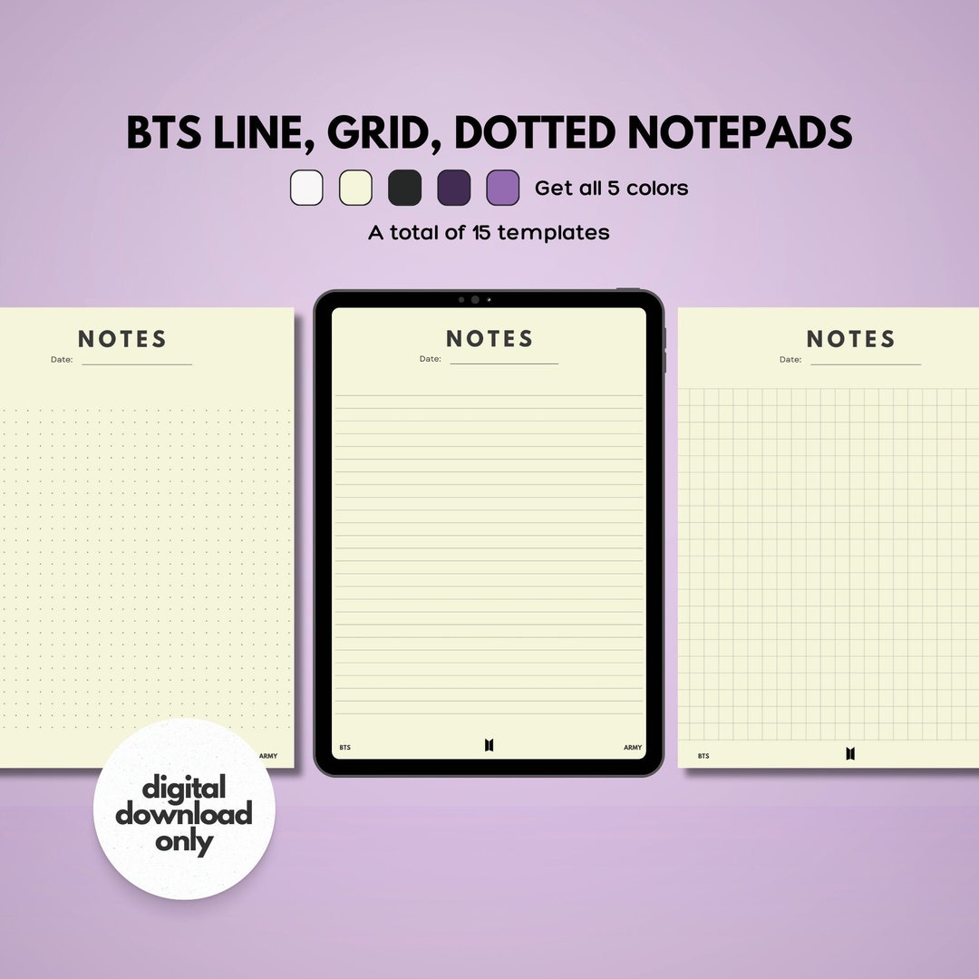 Bts Digital Notepad Bts Merch Bts Art Bts Army Planner Bts - Etsy
