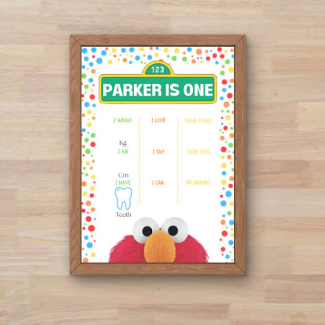 Printable Sesame Street Elmo Milestone Board, Ready to Print Fully ...