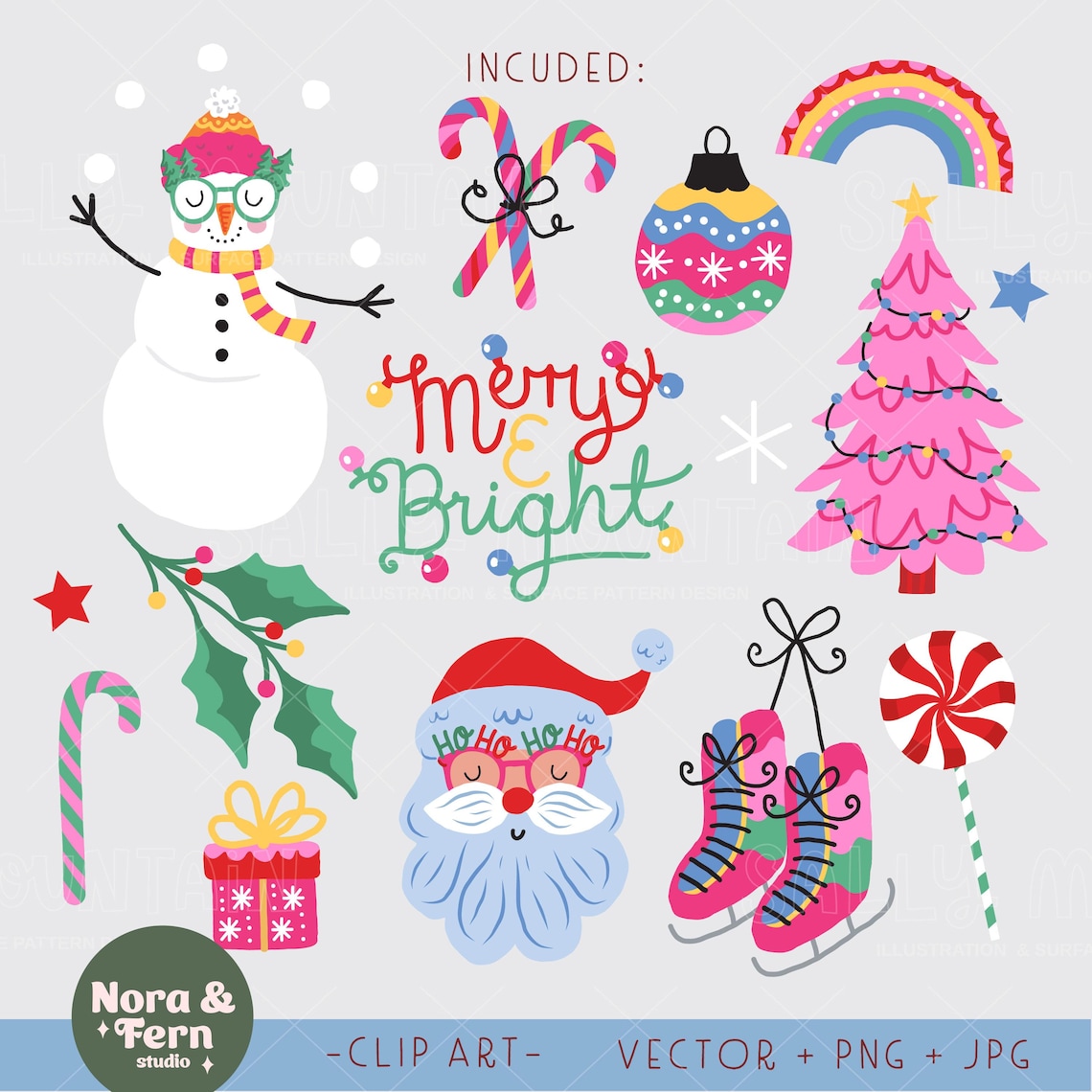 Christmas Character Clip Art Set: Merry & Bright Graphics (digital ...