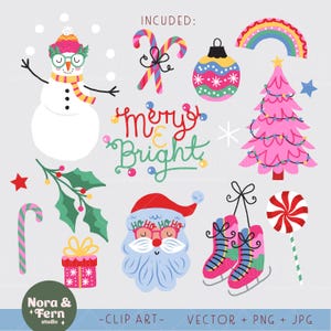 Christmas Character Clip Art Set: Merry & Bright Graphics (digital ...
