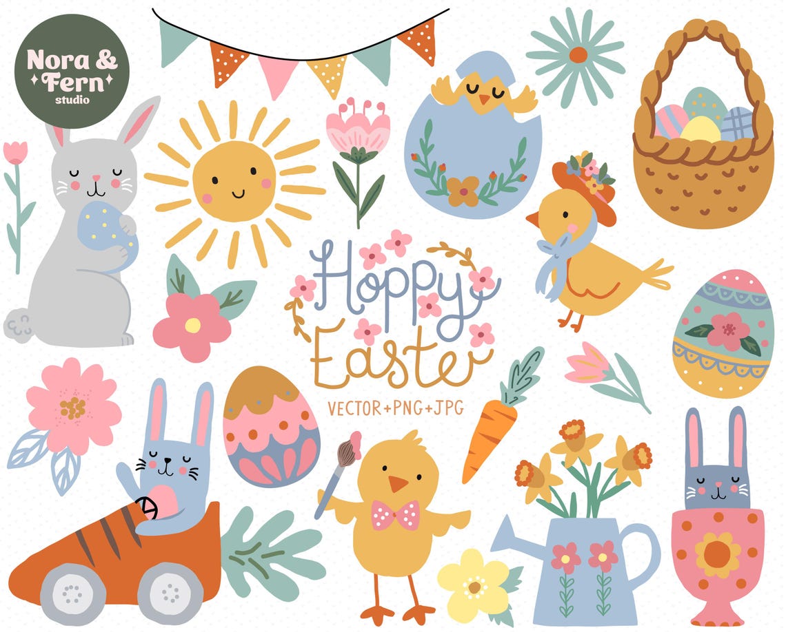 Hand Drawn Easter Clip Art - Digital Printable (PNG, JPG and EPS) - Etsy