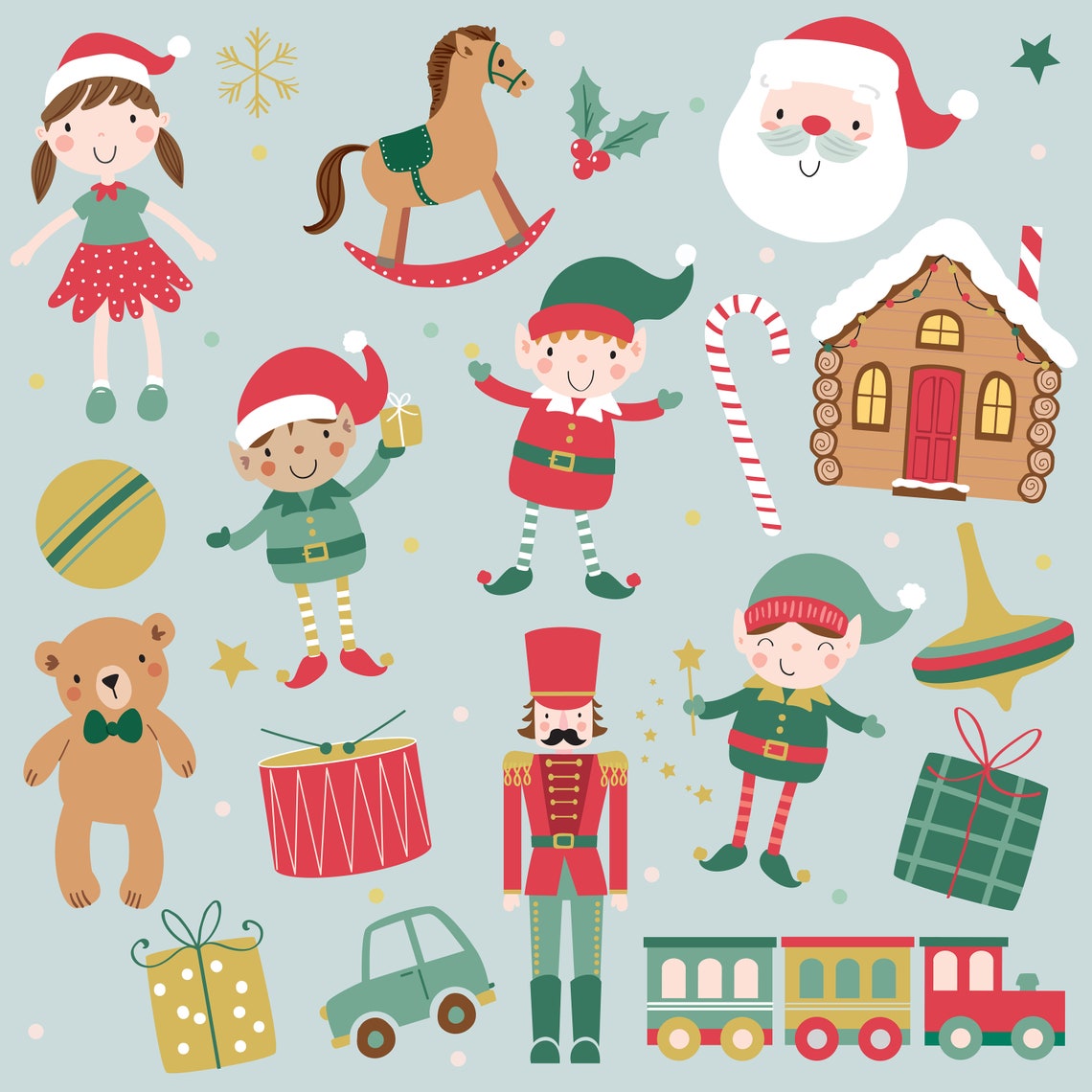 Santa's Workshop Clip Art - Christmas Character Clip Art Set, Digital ...