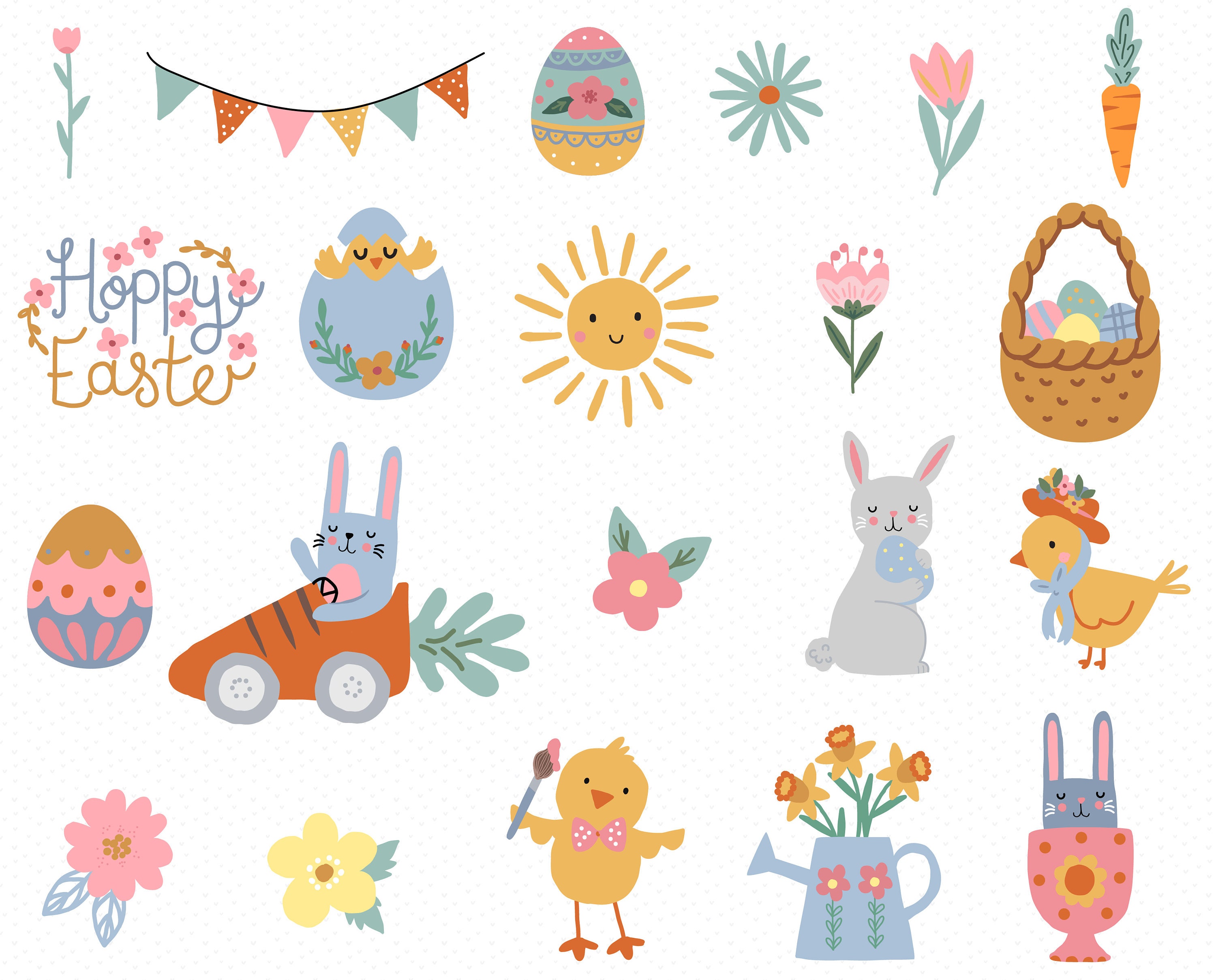 Hand Drawn Easter Clip Art - Digital Printable (PNG, JPG and EPS) - Etsy