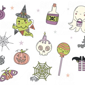 Cute Halloween Clip Art Set - (vector, PNG, JPG) Digital Printable Clip ...