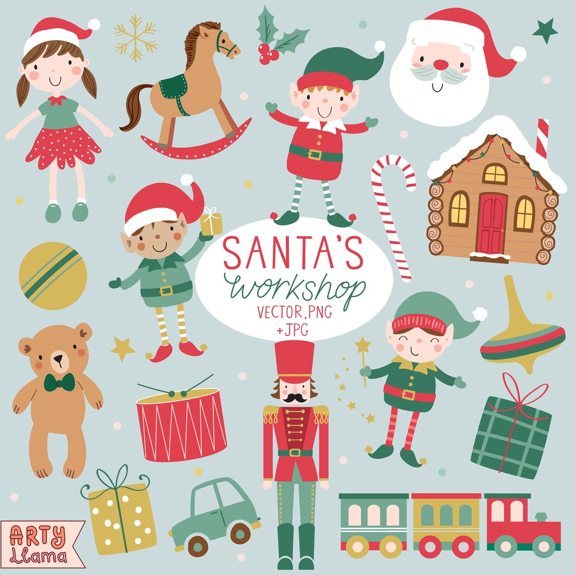Santa's Workshop Clip Art - Christmas Character Clip Art Set, Digital ...