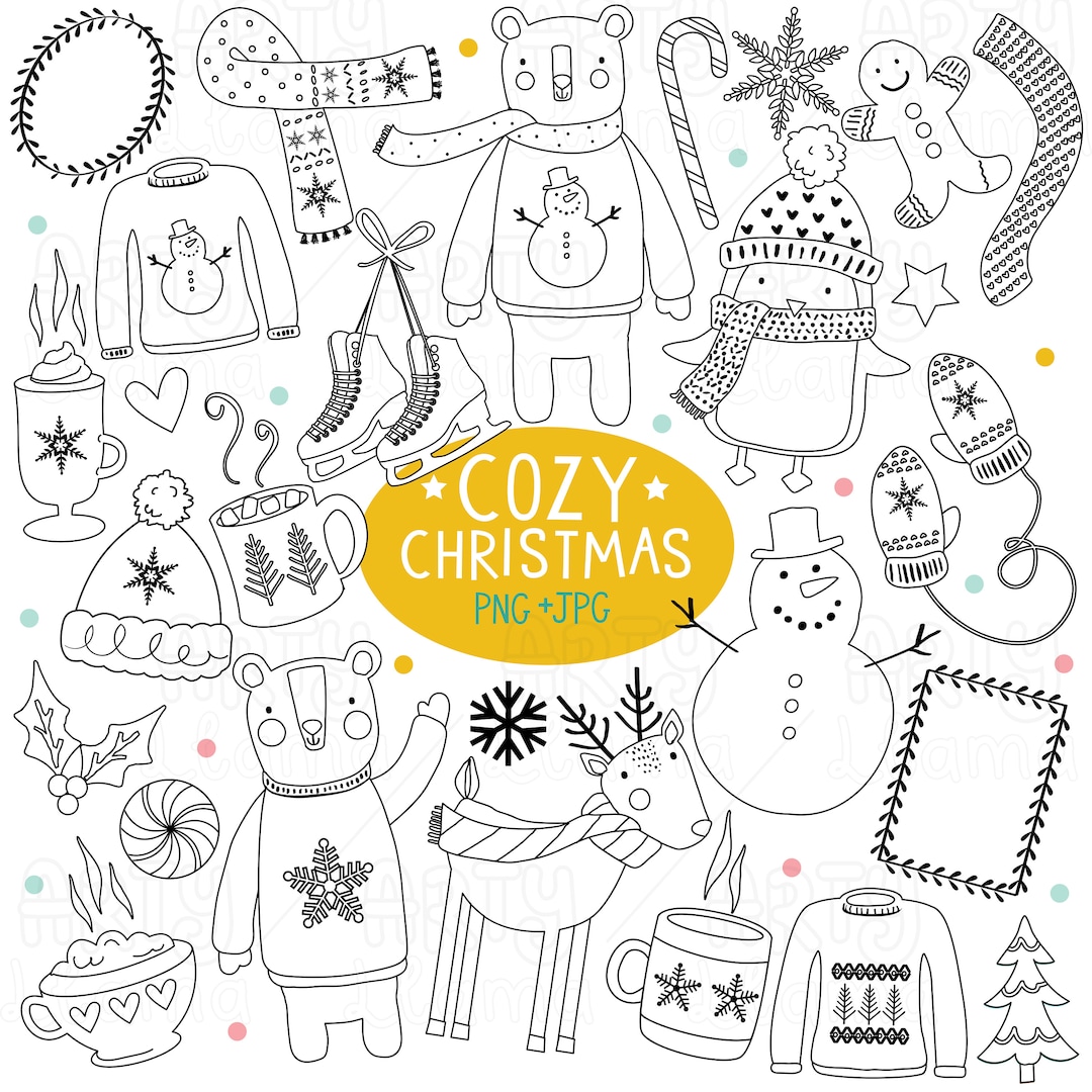 Cozy Christmas Digital Stamps Christmas Character Digital Stamp Set ...