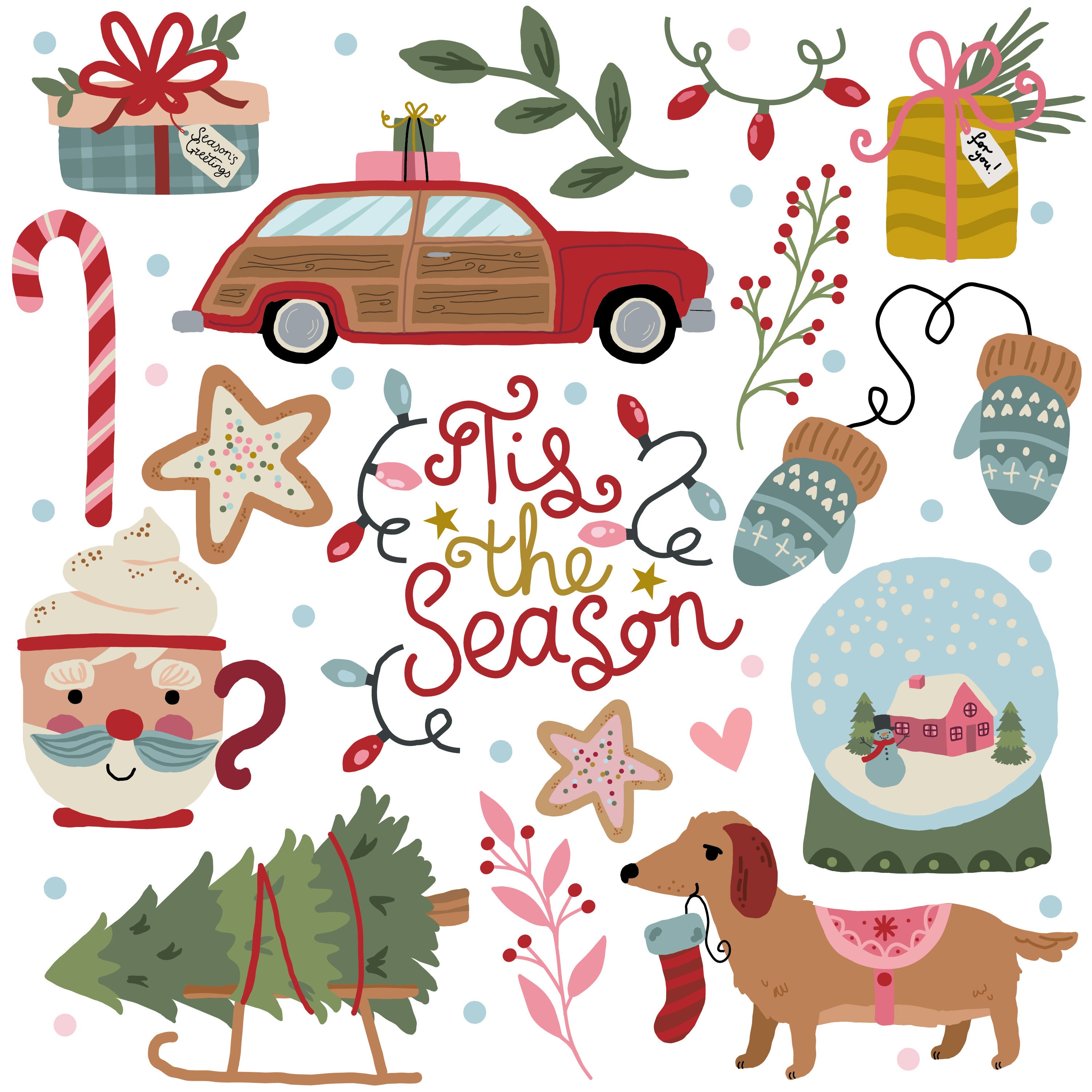Tis the Season Christmas Character Clip Art Set, Digital Printable, Fun ...