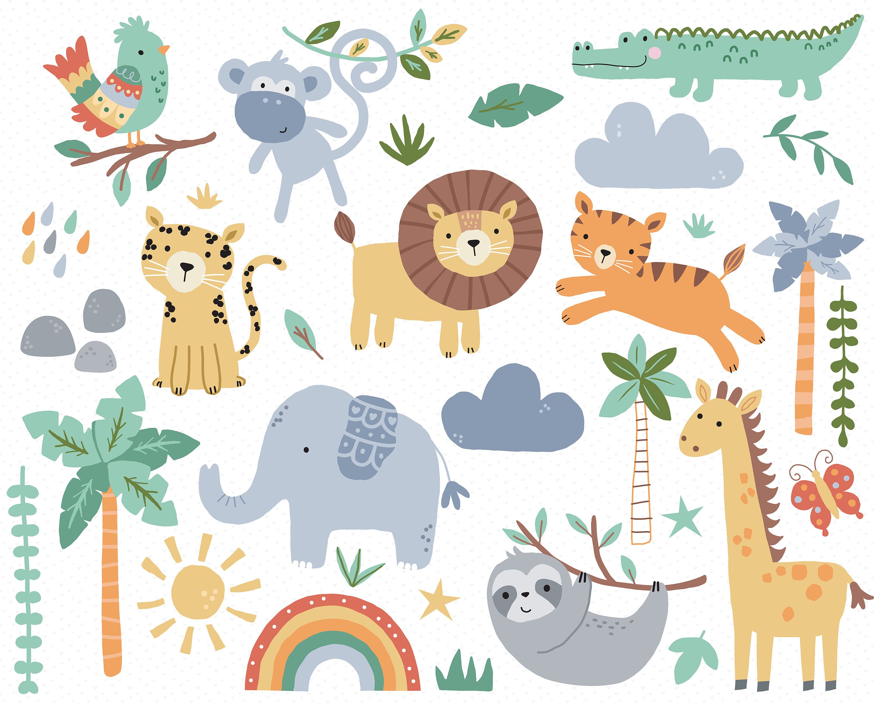 Jungle Animal Clip Art Set: Safari Animals (digital Download) - Etsy
