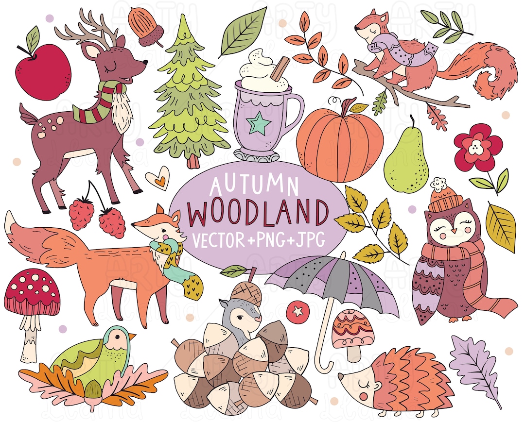 Cute Woodland Animal Clip Art - Digital Printable Set - Etsy