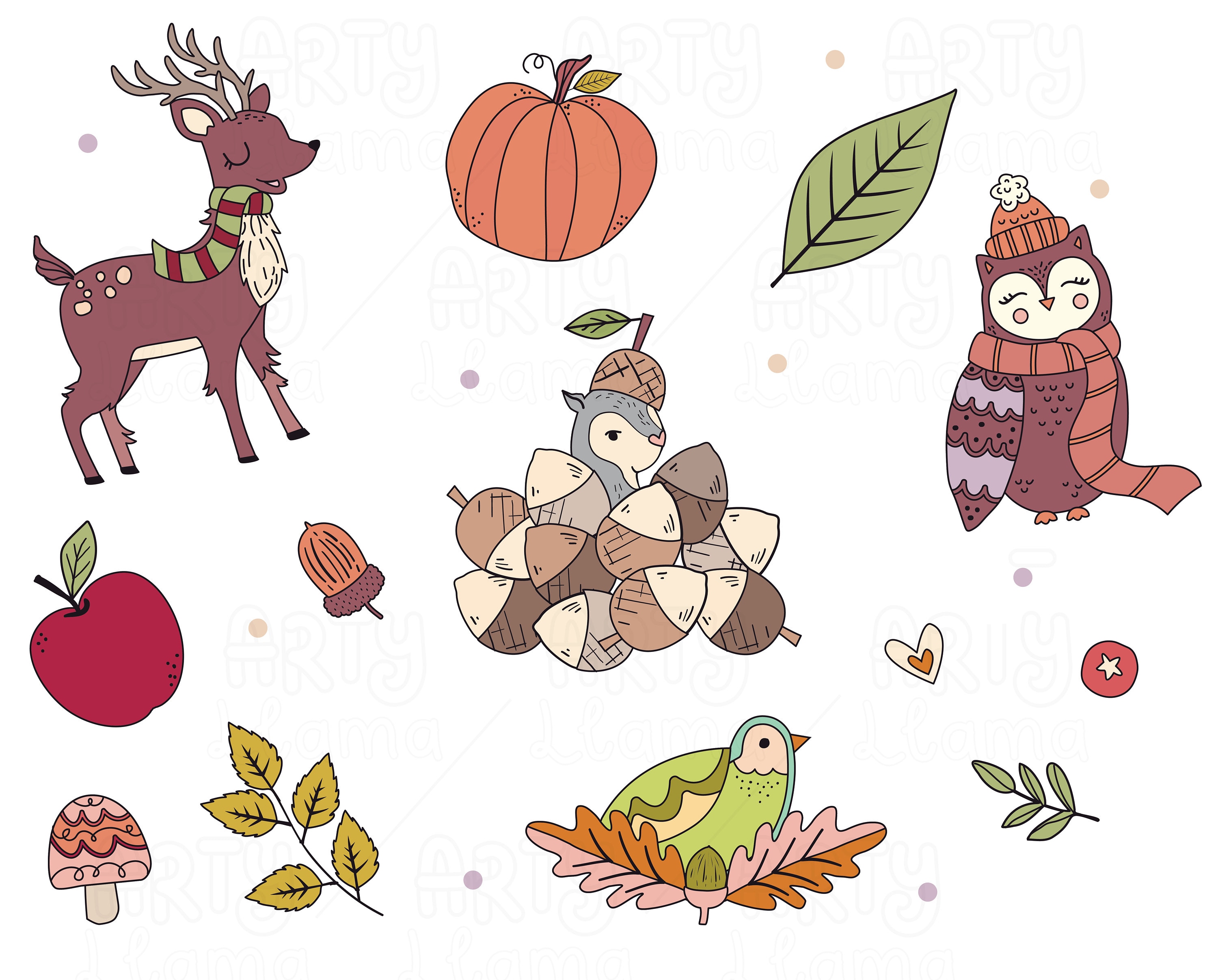 Cute Woodland Animal Clip Art - Digital Printable Set - Etsy