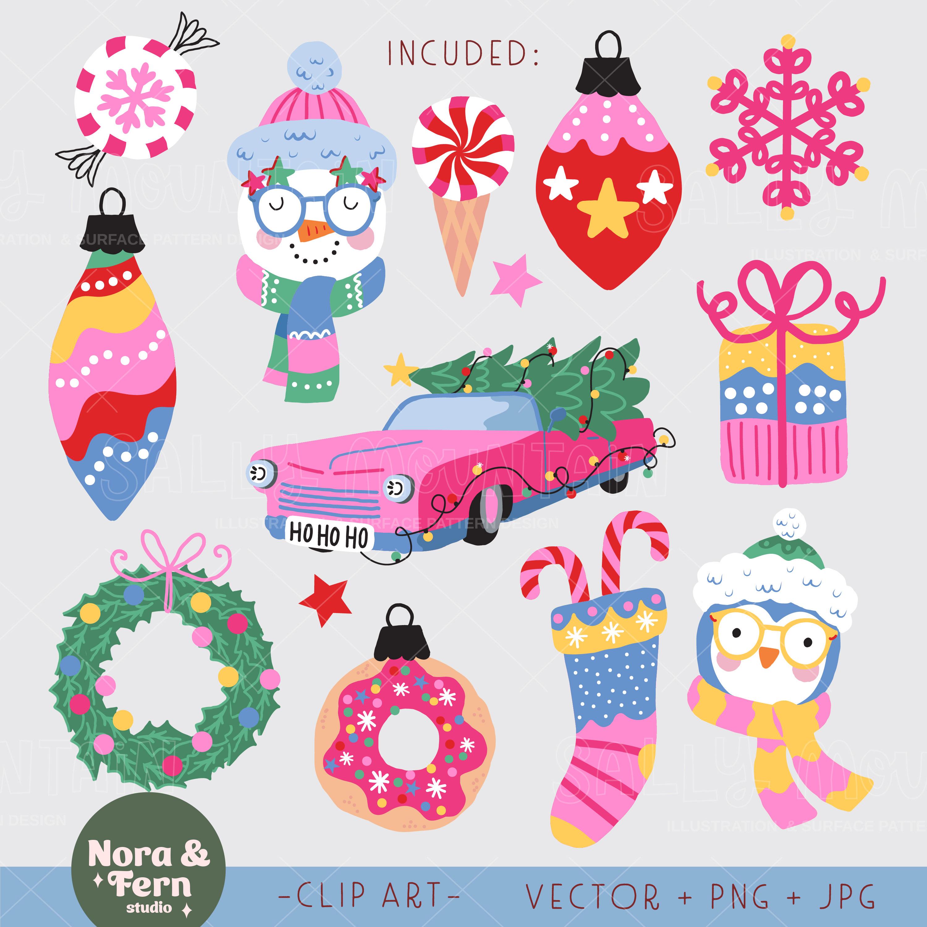 Christmas Character Clip Art Set: Merry & Bright Graphics (digital ...