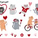Purrrfect Romance Clip Art - Cute Cat Valentine Clip Art Set, Digital ...