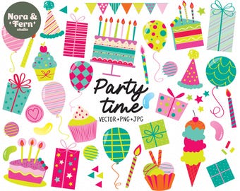 Happy Birthday Clip Art - Retro Doodle Birthday Clip Art Set, Digital ...