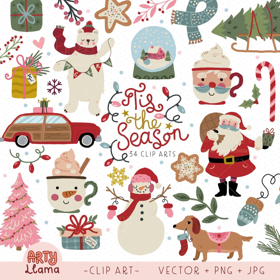 Tis the Season - Christmas Character Clip Art Set, Digital Printable ...