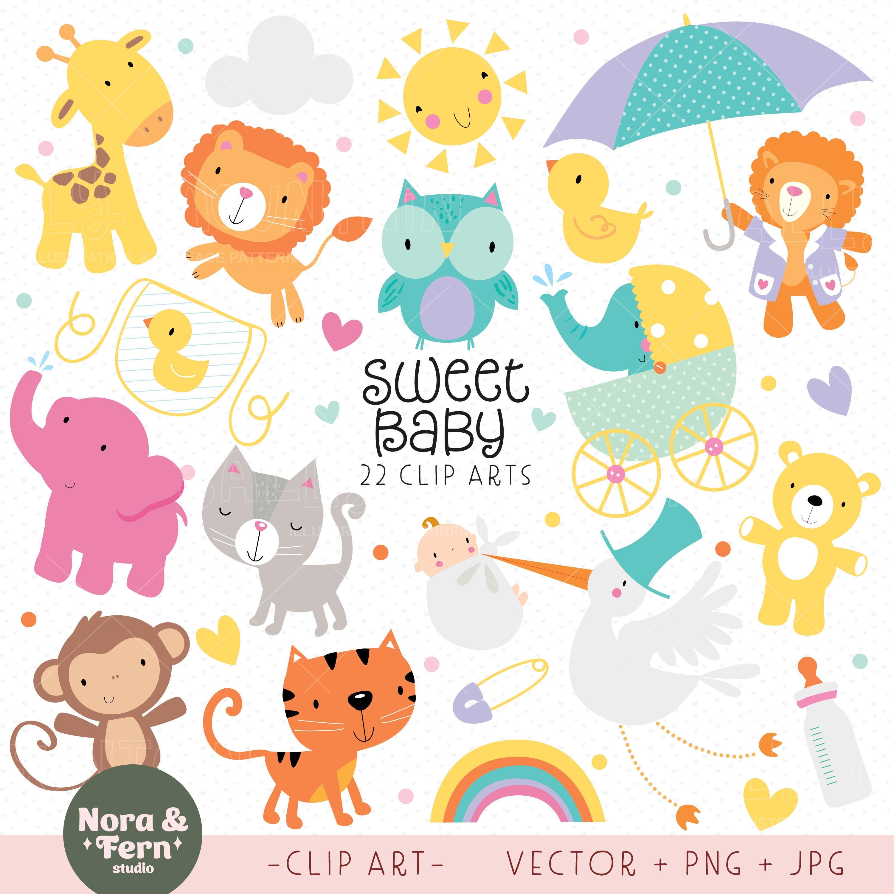 Baby Clip Art Set - Cute Baby Animals (PNG, EPS and JPG) - Etsy