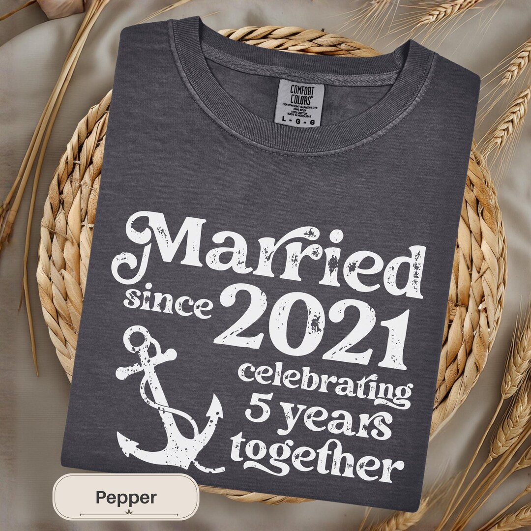 Comfort Color 1717 Married Since 2021 Coastal Anchor Matching T-shirt ...