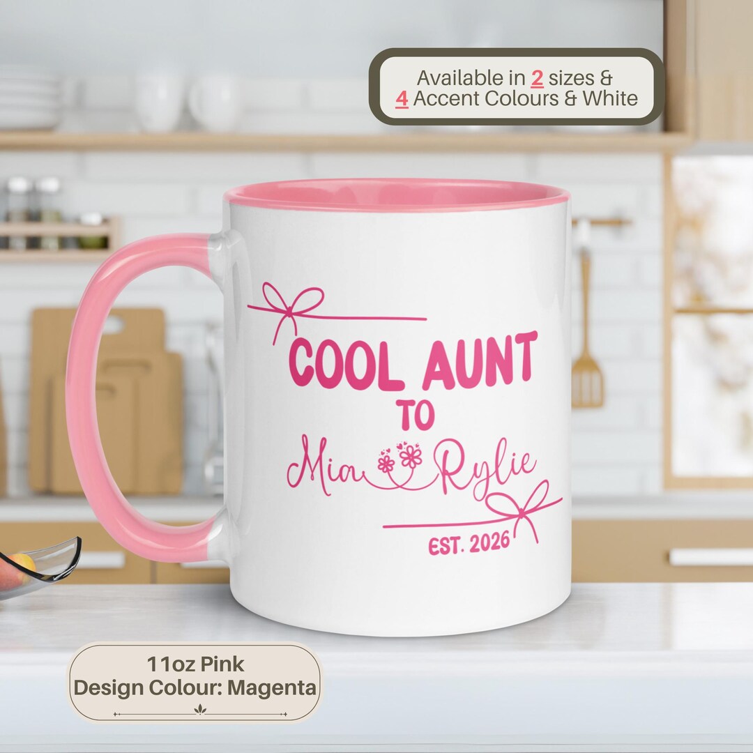 Personalised Cool Aunt to Twins Mug | Aunt Announcement for Nephew and ...