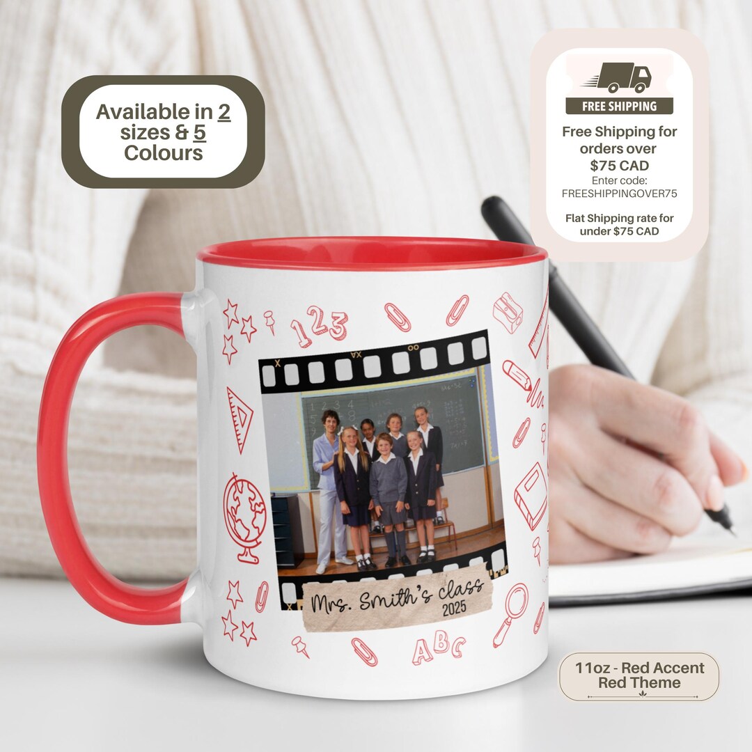 Personalized Teacher Photo Mug With Hand Doodle Drawings - Class ...