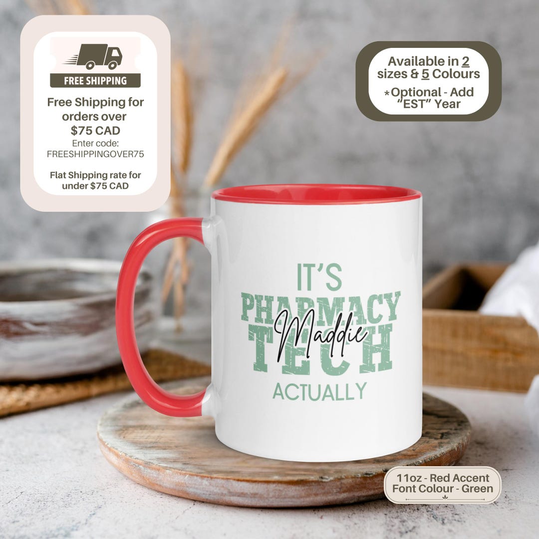 Personalized Pharmacy Tech Mug - Custom Name Coffee Cup - Pharmacy ...