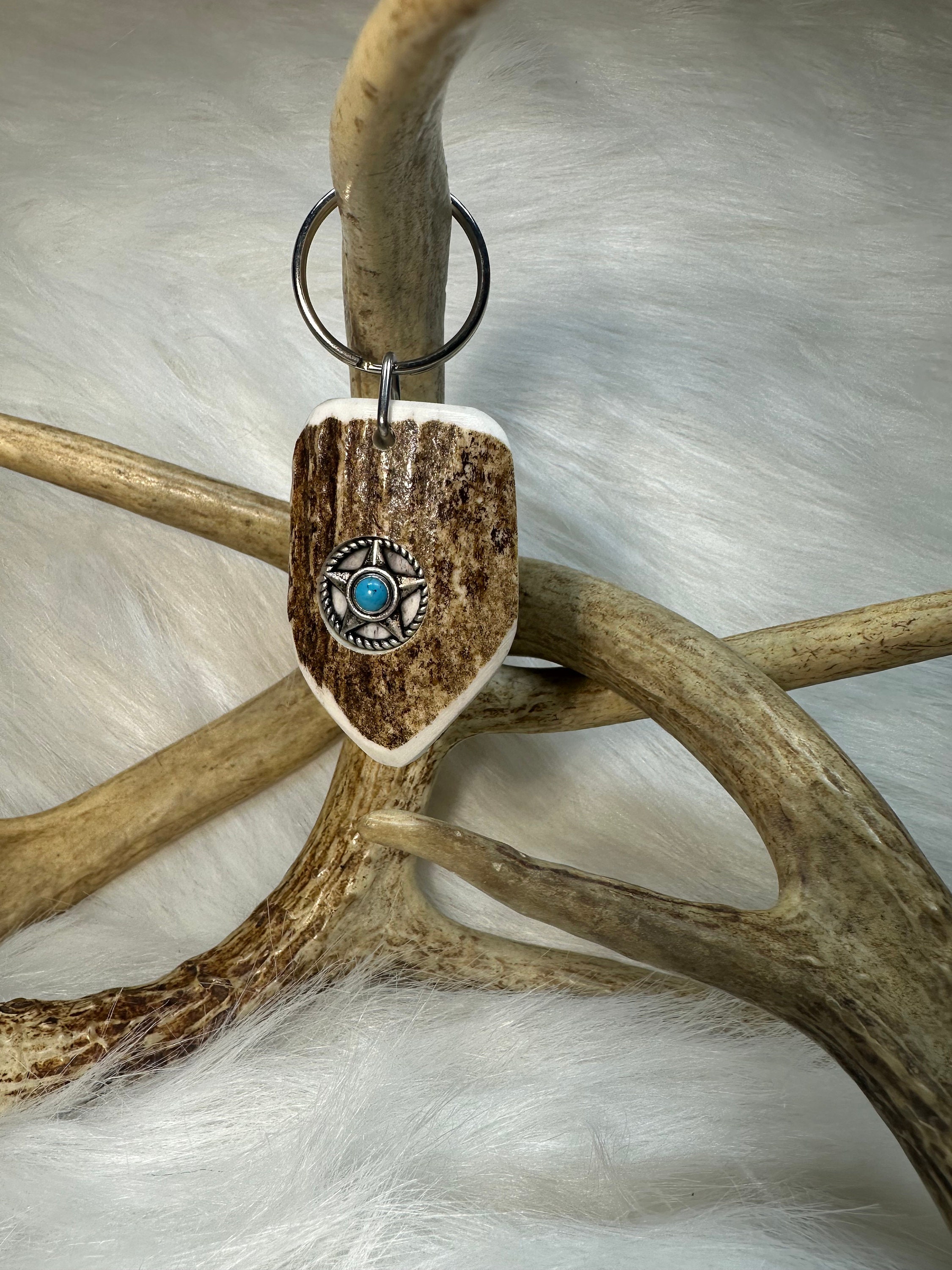Handcrafted Antler Keychain, Country Key Ring Holder, Wildlife Keychain ...