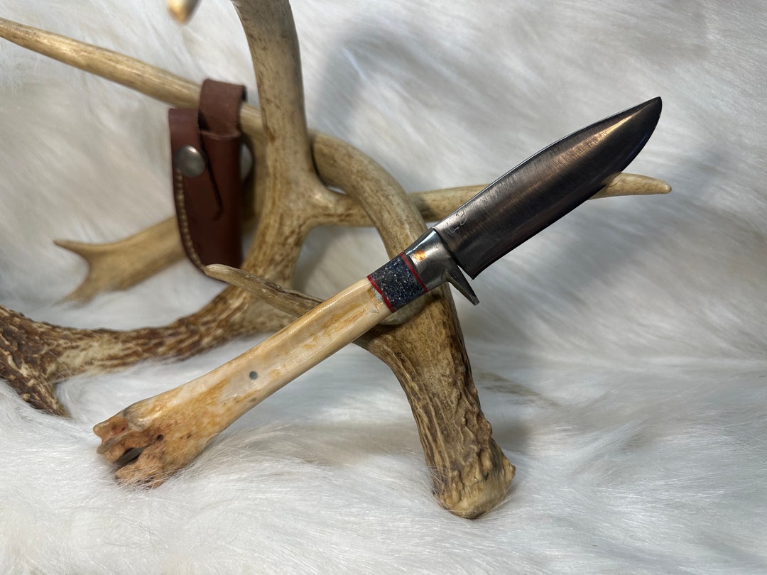 Deer Antler Handle Handcrafted Knife, Custom Hunting Knife, Unique ...