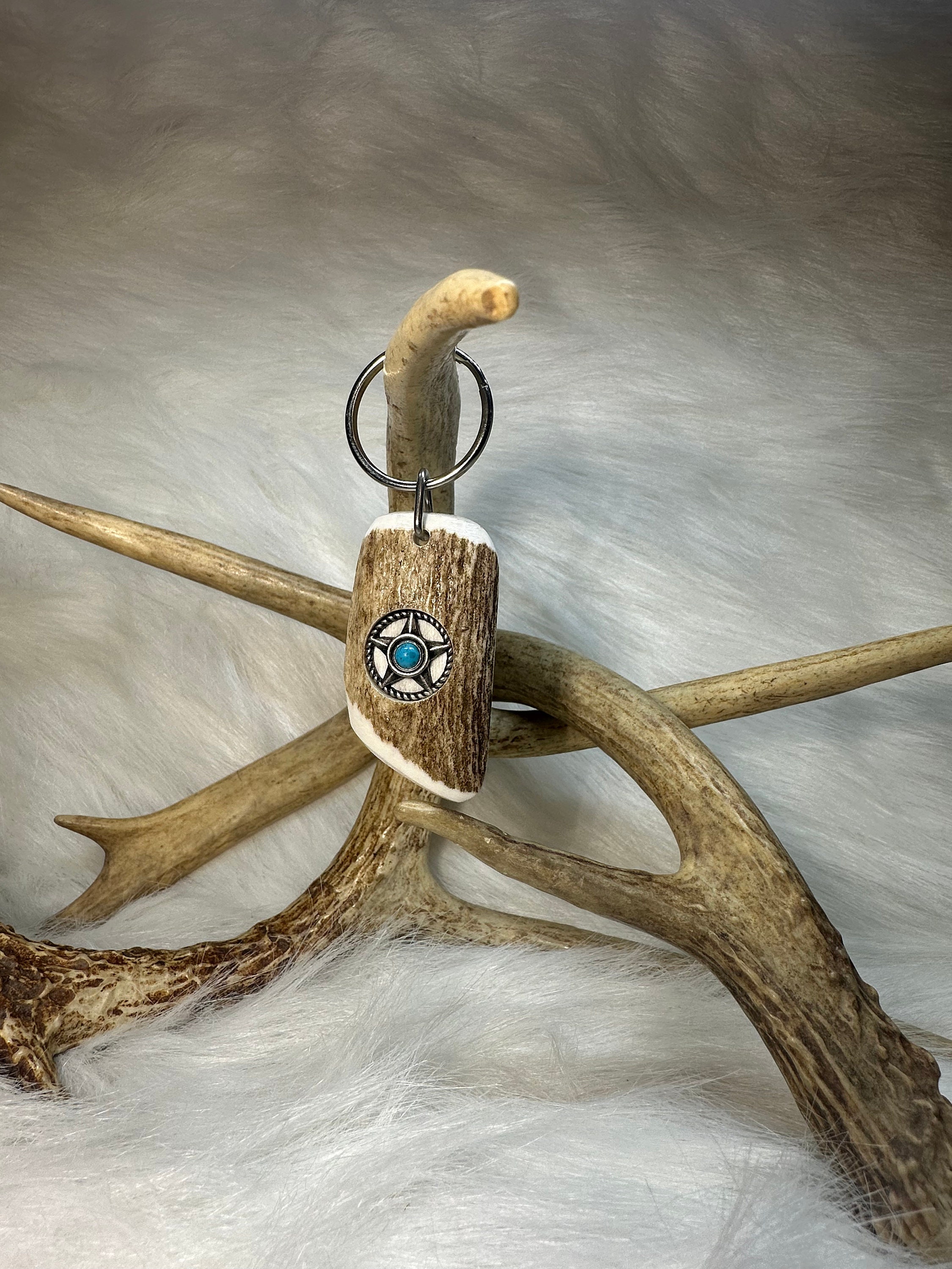 Handcrafted Antler Keychain, Country Key Ring Holder, Wildlife Keychain ...