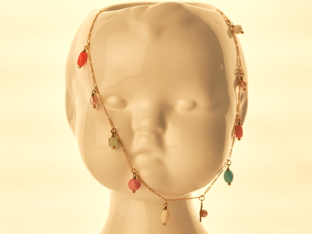 L'AMOUR A LA PLAGE Necklace Handmade With an Antique Golden Brass Chain ...