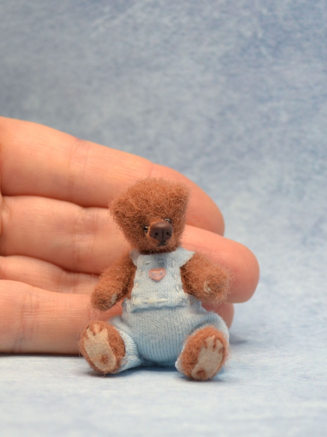 Mini Crochet Teddy Bear, Miniature Artist Handmade OOAK Stuffed Toy ...