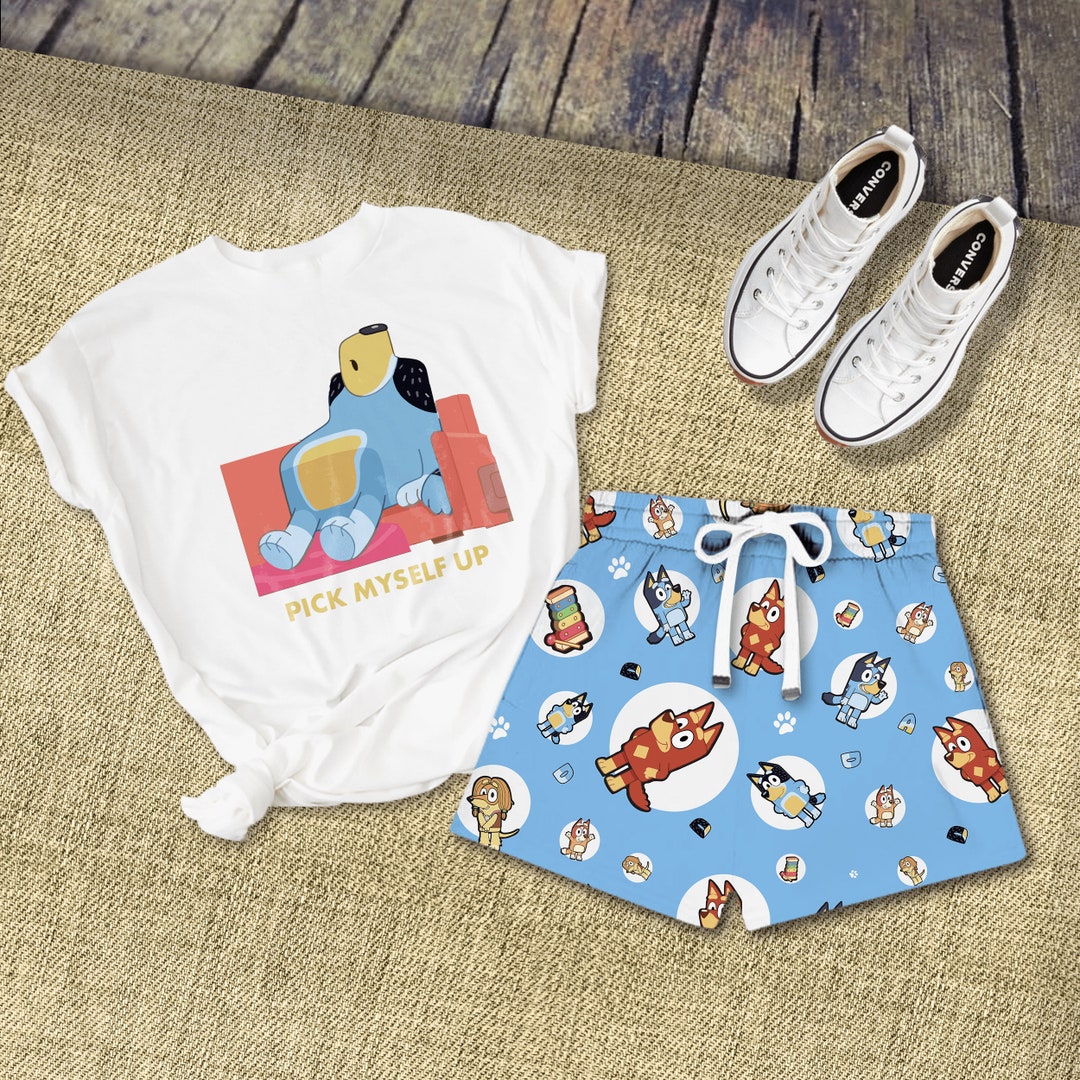 Cute Bluey Dog Short Pajamas Set, Bluey Holiday Pajamas, Cartoon Family ...