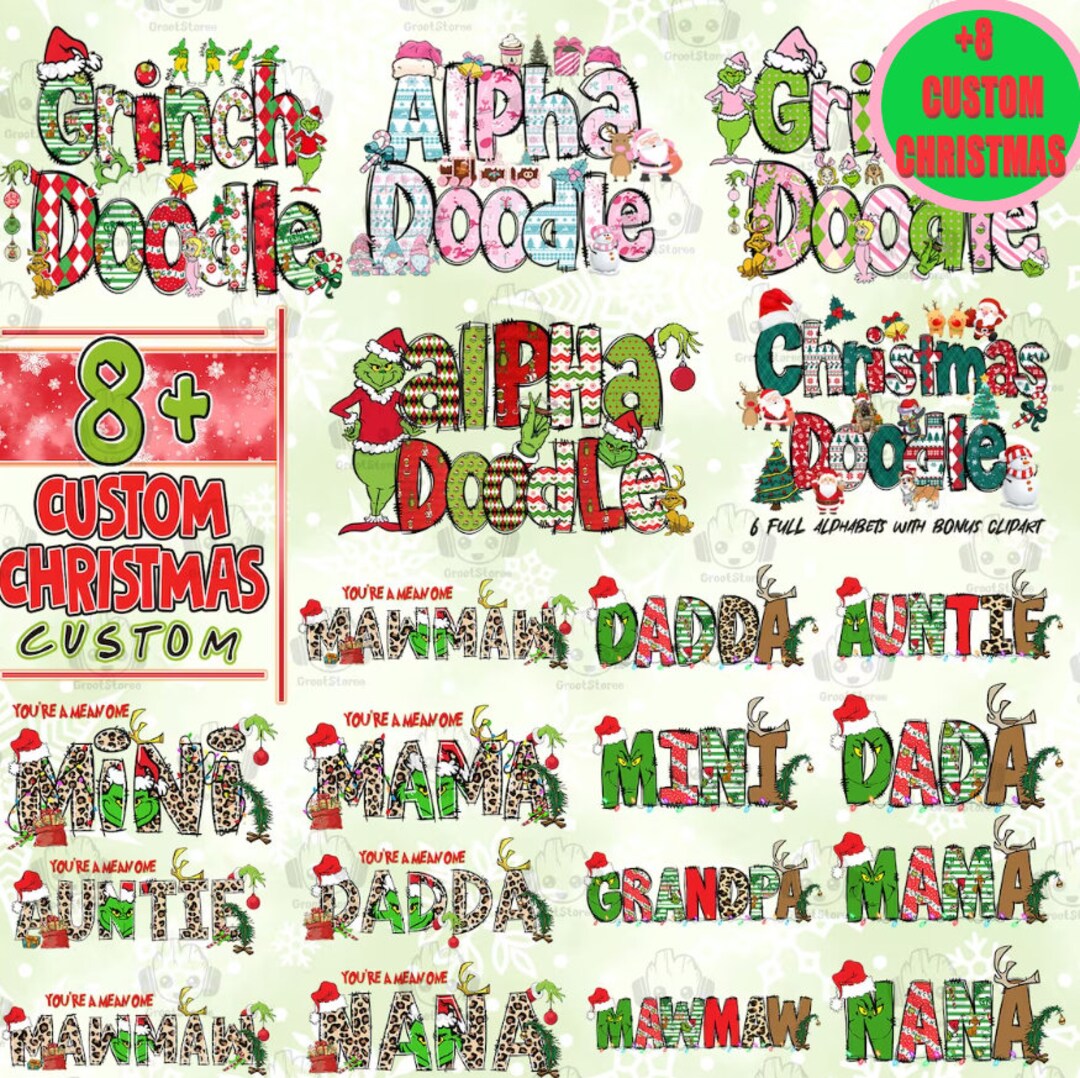 8 Whole Christmas Alpha Doodle Png Bundle Merry Xmas PNG - Etsy