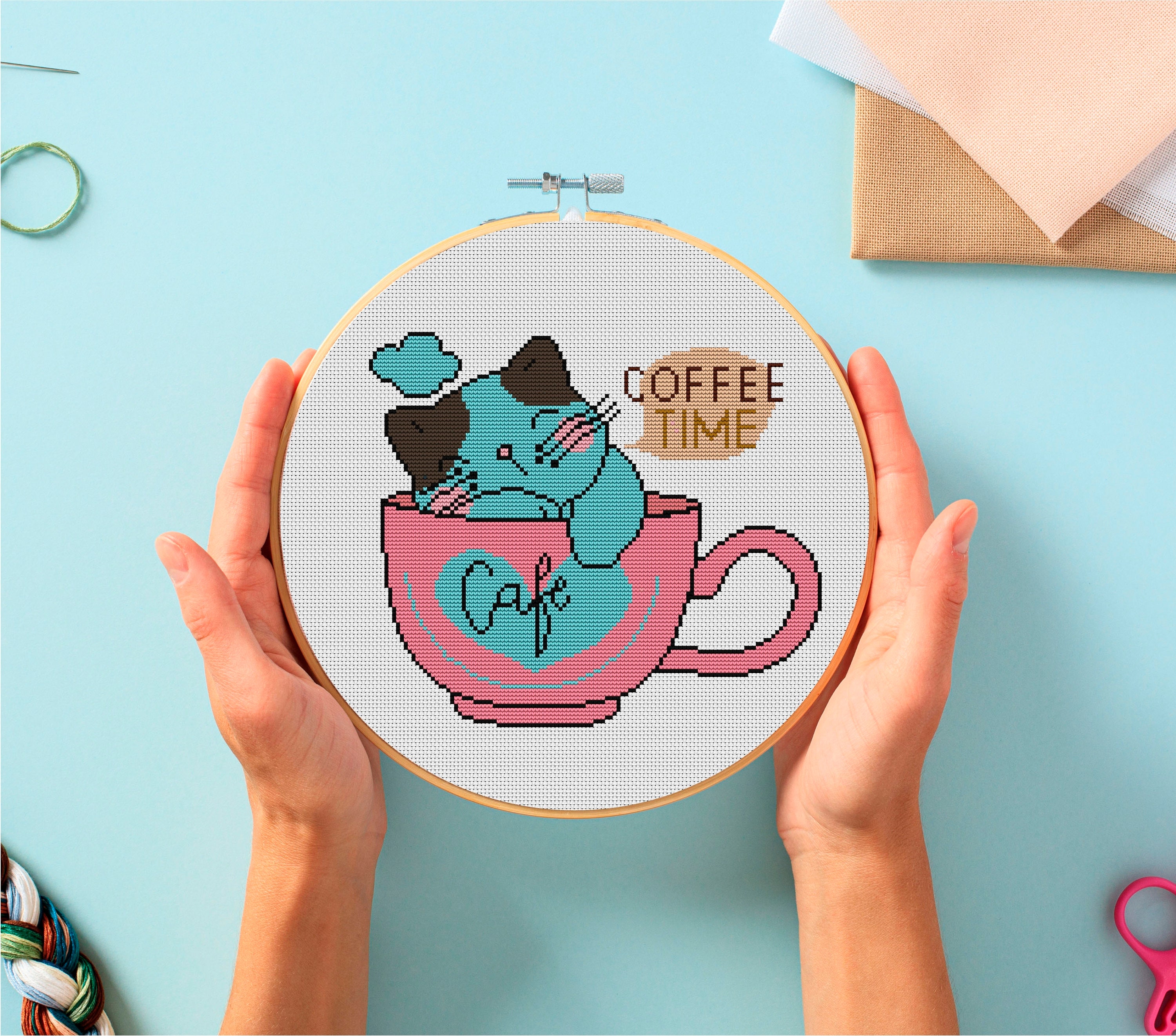 Coffee Hour Cross Stitch Pattern,coffee Break Cross Stitch Pattern ...